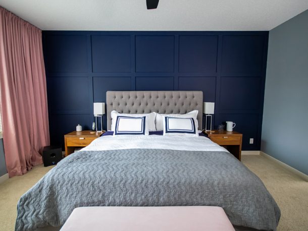 Master Bedroom DIY Millwork Feature Wall - Styled to Sparkle