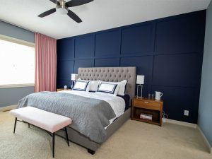 Master Bedroom DIY Millwork Feature Wall - Styled to Sparkle
